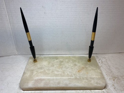 Vintage Onyx Large 10” Dual Pen Desk Set NOS | eBay