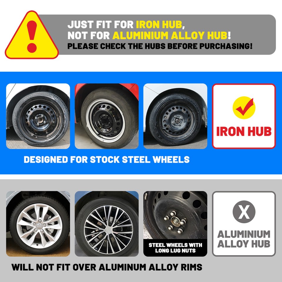 4pcs 14 inch Silver Wheel Covers Snap On Full Hub Caps fit R14 Tire ...