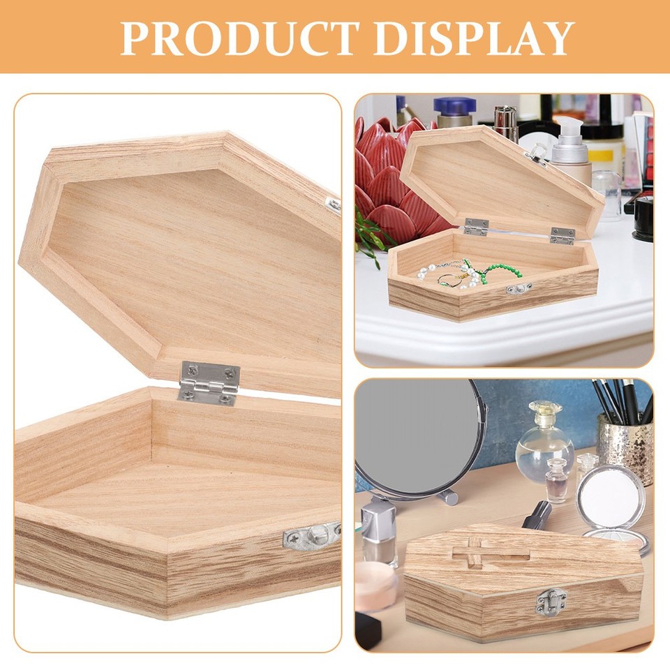 Coffin Suitcase Wood Ring Box Diy Tray Craft Shaped Baking Dish with ...