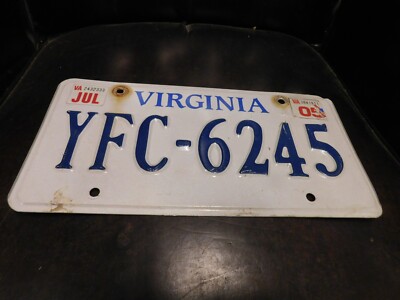 Virginia License Plate VA # YFC-6245 Tag Expired In 2005 | eBay