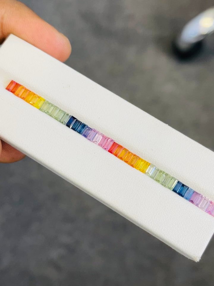 4x2mm Sapphires Rainbow Color Baguettes Very Good Quality Full Eternity ...