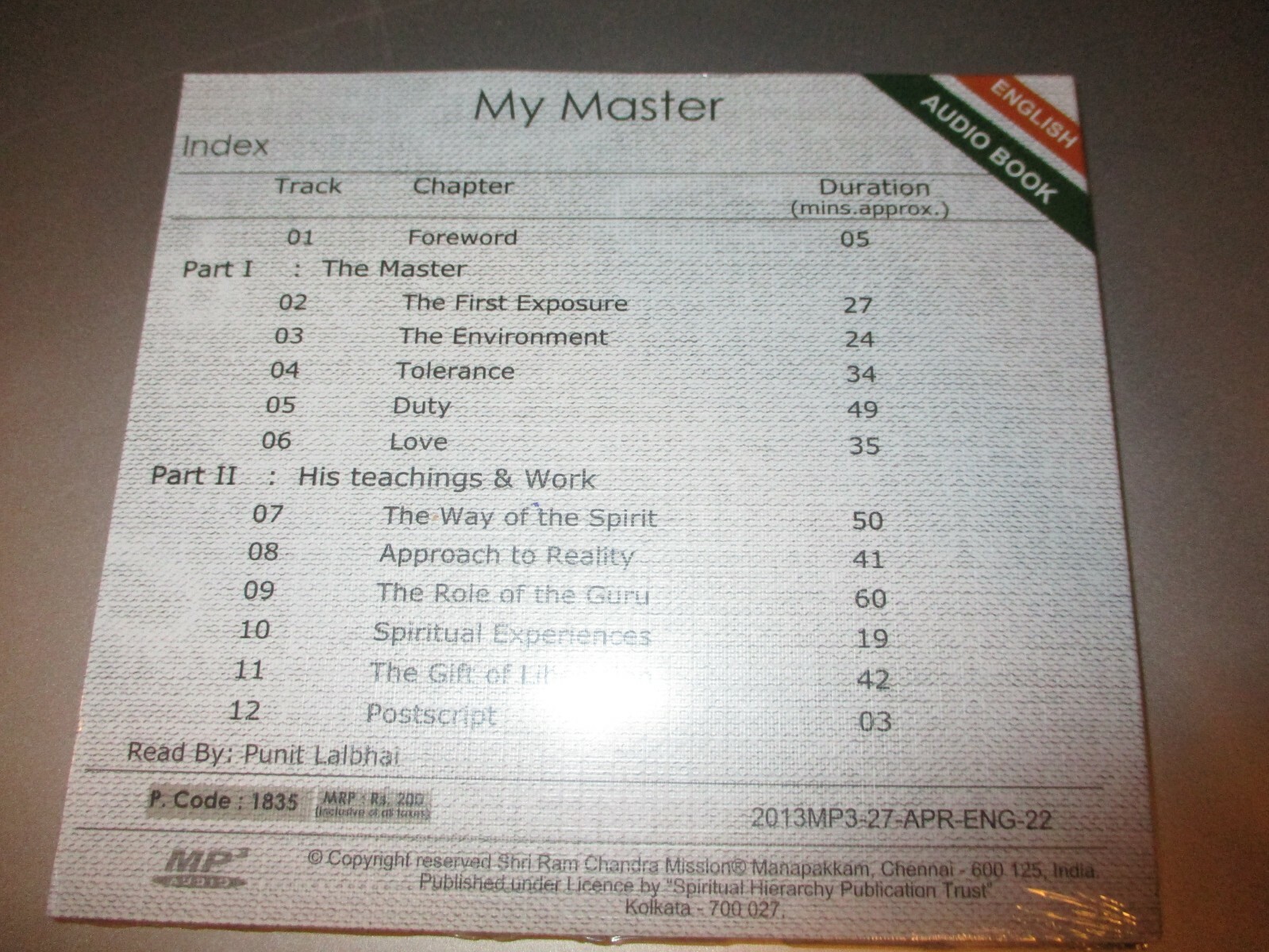 Sealed SHRI P. RAJAGOPALACHARI My Master Essence Of Pure Love Audio ...