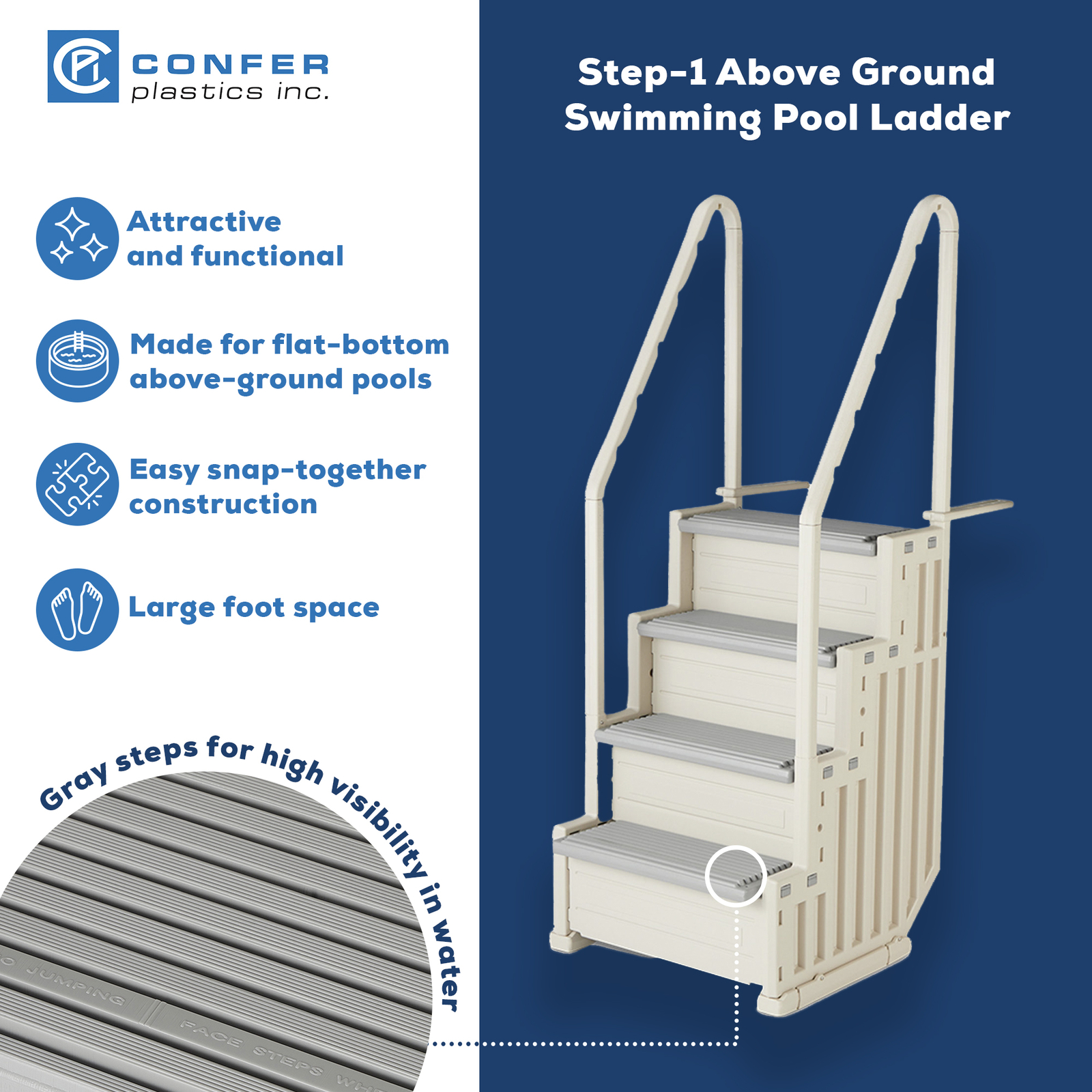 Confer Plastics STEP-1X Above Ground Pool Ladder for sale online | eBay