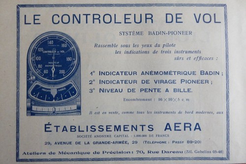 9/1922 PUB ETS AERA CONTROLEUR DE VOL BADIN PIONEER AVION ORIGINAL ...