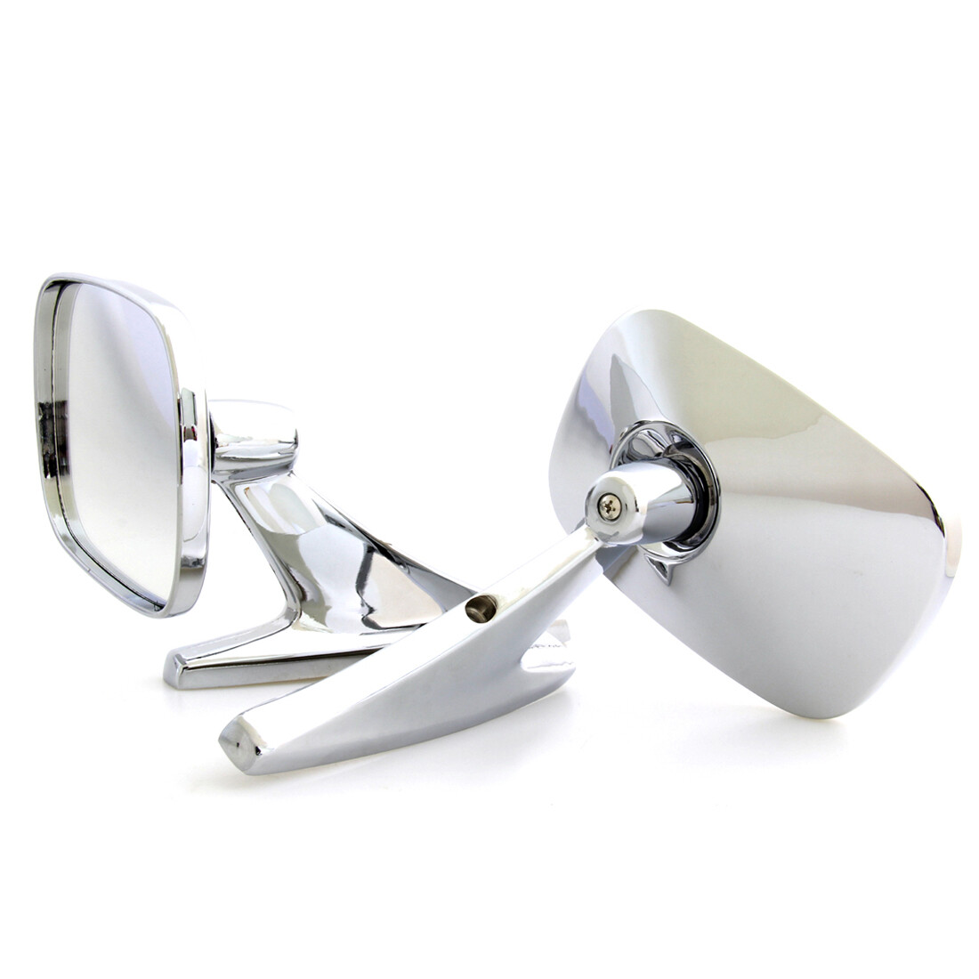 SQUARE CHROME FENDER DOOR MIRRORS NEW PAIR VINTAGE CLASSIC CAR 2 Pieces ...