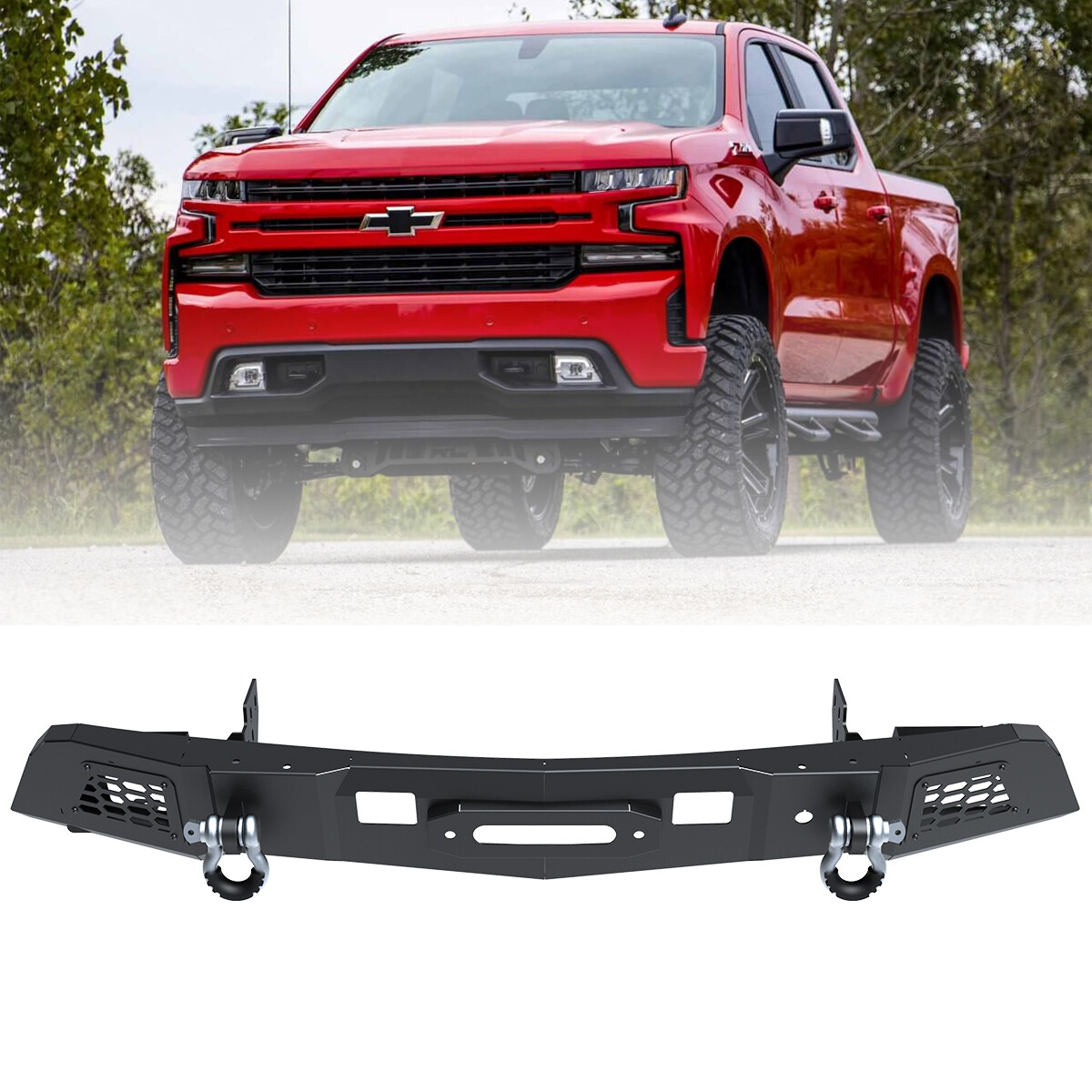 Front Bumper For 2019-2021 Chevrolet Silverado 1500 w/Paintable Frames ...