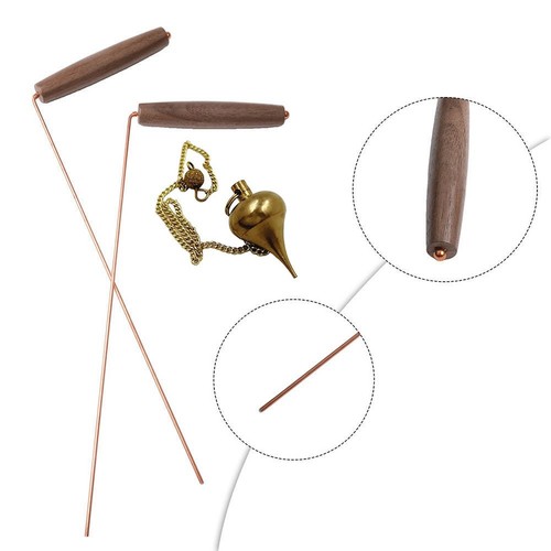 2PCS Copper Dowsing Rods Kit with Natural Walnut Handles and Brass ...
