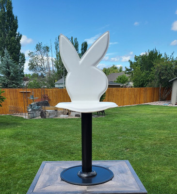 Vtg 1980's Genuine Playboy Club Bunny Swivel Chair Stool White Leather ...