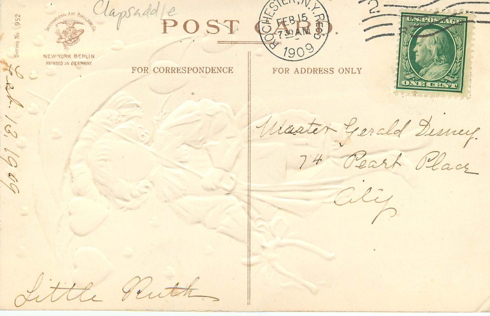 Embossed Valentine Postcard Clapsaddle Boy In Red Umbrella Raining ...