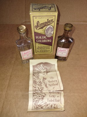Vintage Bottles Of Simplex Hair Coloring In Original Box | eBay