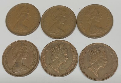 # C9166 GREAT BRITAIN TWO PENCE COINS, 6 DIFFERENT DATES | eBay