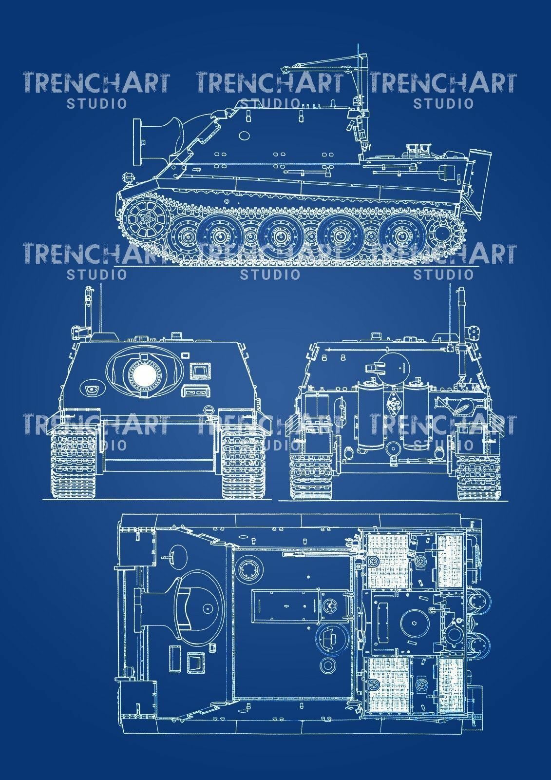 Poster Sturmtiger german assault gun WW2 drawing blueprint armor patent ...