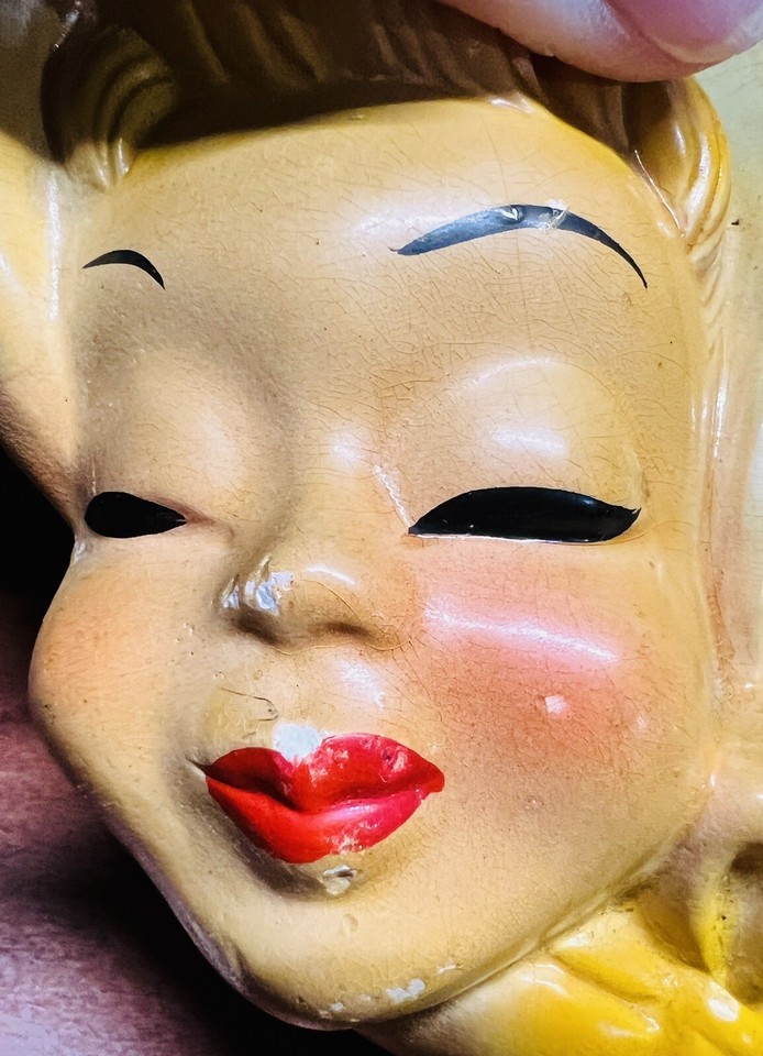 Vintage 1958 Miller Studio Chalkware Boy Girl Bonnet Rare Wall Hangers ...