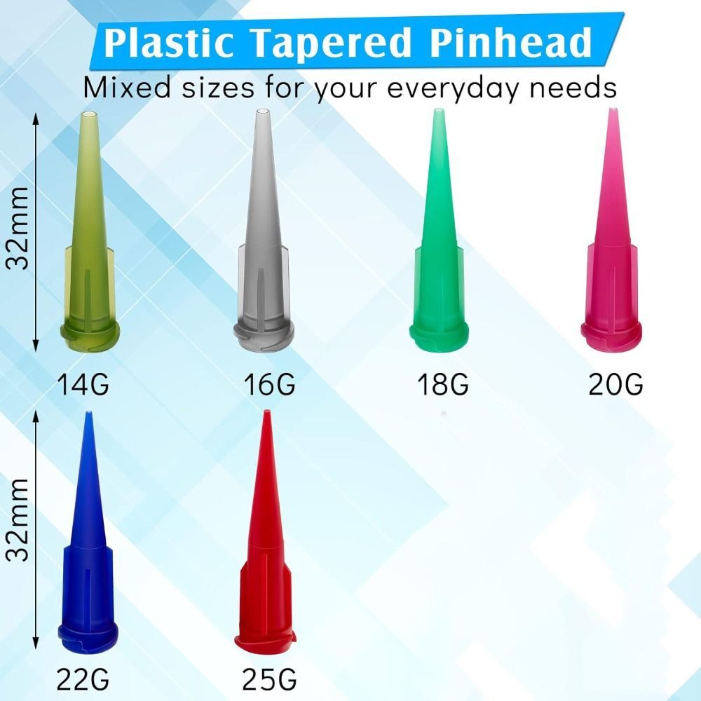 120Pcs Plastic Liquid Dispenser Needles 6 Mixed Size Dispensing Fill ...