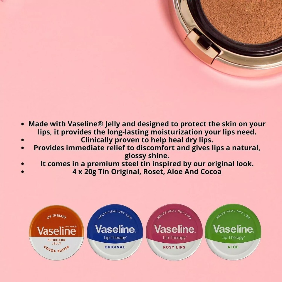 Vaseline Lip Therapy Balm Petroleum Jelly 20g Pocket Size Pots ...