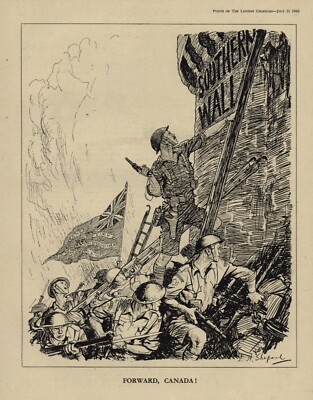 RARE WW2 BRITISH PATRIOTIC Cartoon - CANADIAN ARMY - Invasion of Sicily ...