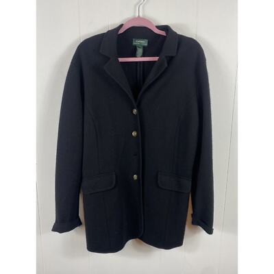 Lauren Ralph Lauren Wool Black Button Coat Size XL Whimsigoth Cape | eBay