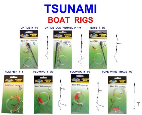 1 TSUNAMI BOAT RIG SEA FISHING BOAT ROD LURES COD BASS WIRE TRACE TOPE ...