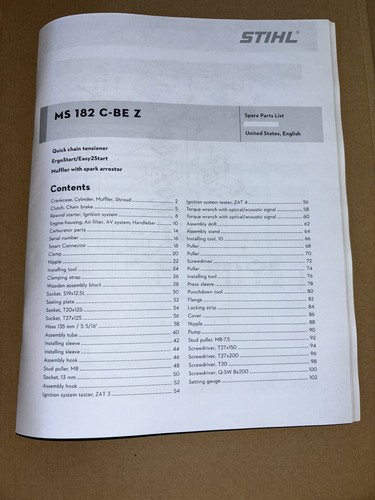 MS182 MS 182 STIHL Chainsaw Illustrated Parts List Manual | eBay