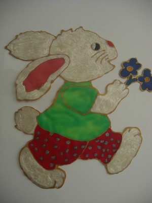 Window Color Fensterbild auf Folie Hase Osterhase mit Blume | eBay