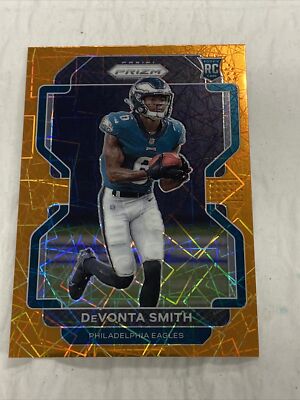 2021 Panini Prizm DeVonta Smith Rookie Card Orange Laser Prizm ...