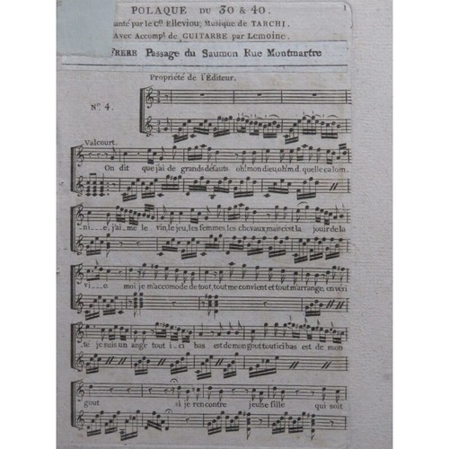 TARCHI Angelo Le Trente et Quarante Opéra No 4 Chant Guitare ca1800 | eBay