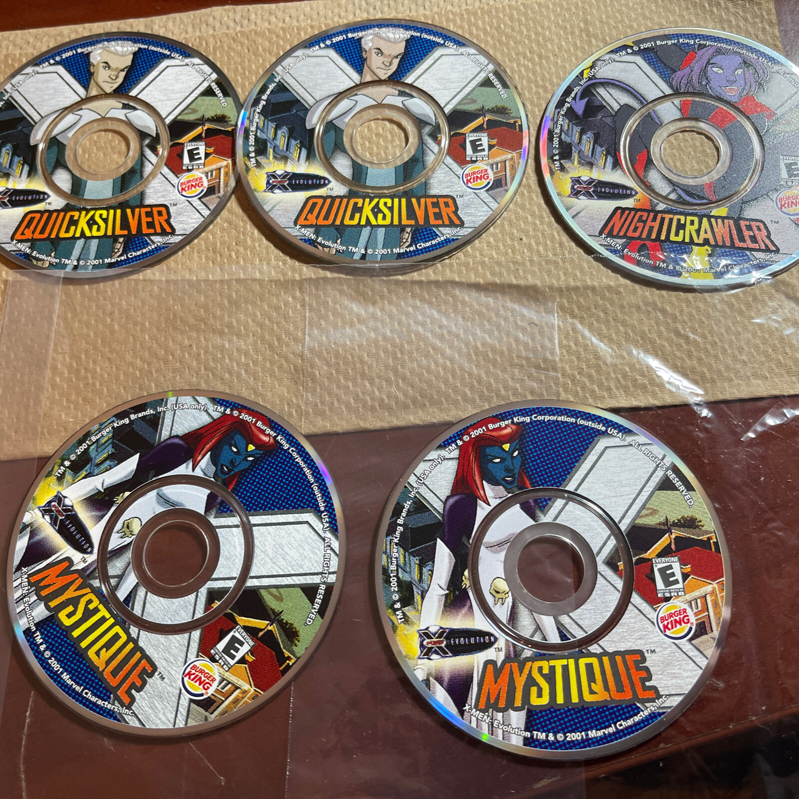 Burger King Xmen 2001 Evolution QUICKSILVER,MISTIQUE,NIGHT Set Of 5 CD ...
