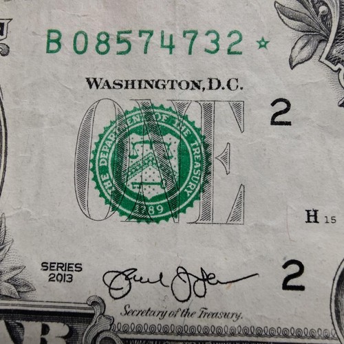 DC Duplicate Serial Number STAR Note B 08574732 ☆ One Dollar $1 Bill ...
