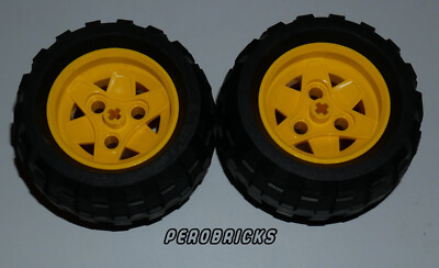 Lego Technic 2 Räder Rad Reifen 68,7 x 34R gelbe 3-Loch Felgen | eBay.de