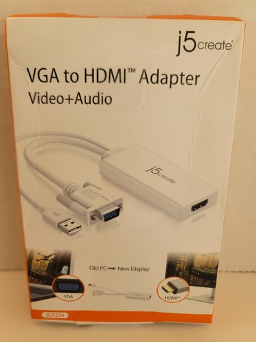 J5 Create VGA To HDMI Video + Audio Adapter White JDA204 Brand New | eBay