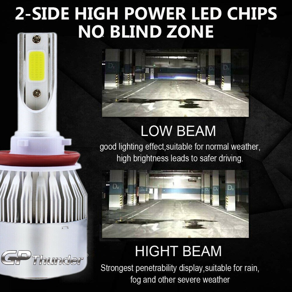 2 Bulbs GP Thunder LED Headlight 9006 HB4 6000K Low Beam Bulb White ...