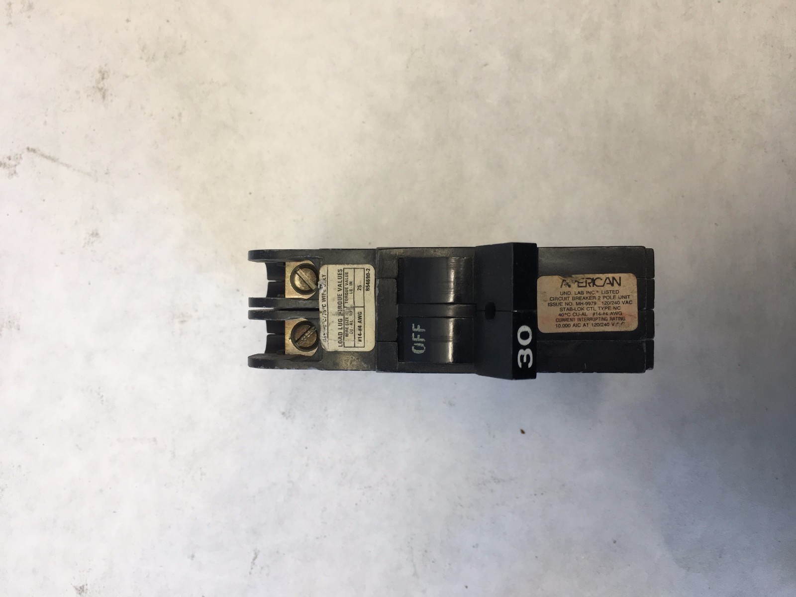 0230 American Circuit Breaker 2 Pole 30A Half Size StabLok | eBay