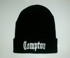 Compton Beanie Cuffed Knit Los Angeles City Black and White Eazy E Long ...