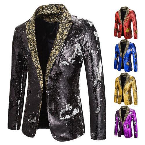 Men Tuxedo Club Sequin Glitter Blazer Gentleman Party Suit Men Suit ...