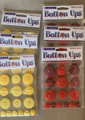 Sticko Button Ups Adhesive Buttons 6 Packs Total 3 Red 3 Yellow New | eBay