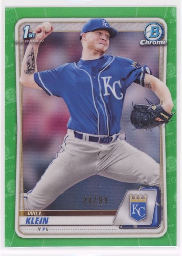 WILL KLEIN 2020 BOWMAN CHROME DRAFT 1ST GREEN REFRACTOR #28/99 ROYALS ...