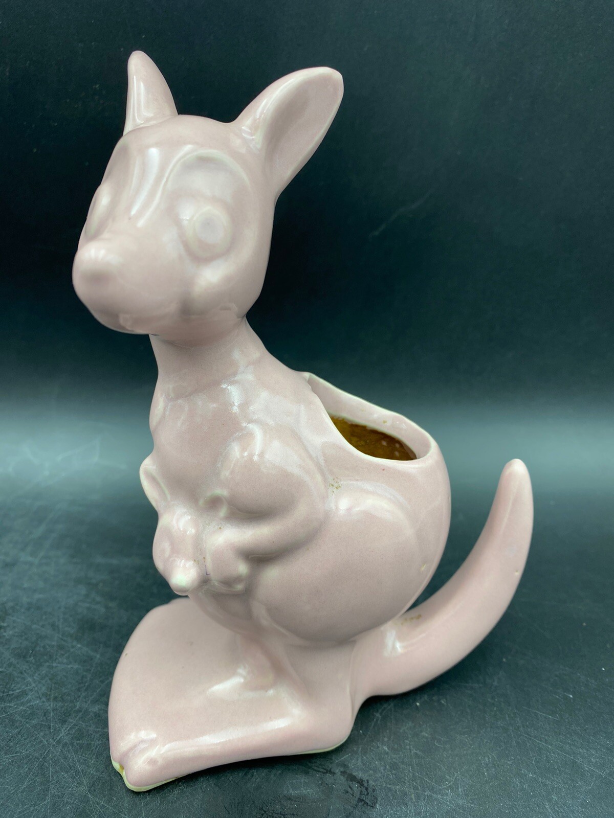 Vintage Pink Kangaroo and Joey Baby Gift Vase Planter Glossy | eBay