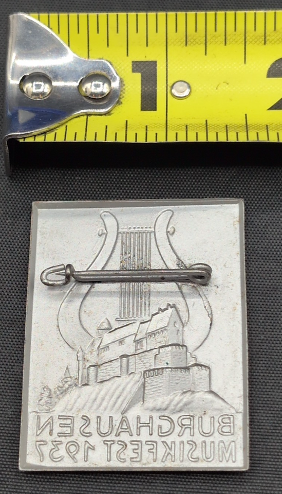 WWII/2 German 1937 Burghausen Musikfest silver tinnie pin-back. | eBay