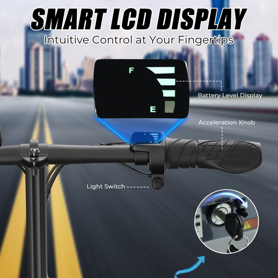 14'' Electric Scooter LCD Display 500W Motor Portable & Foldable E ...