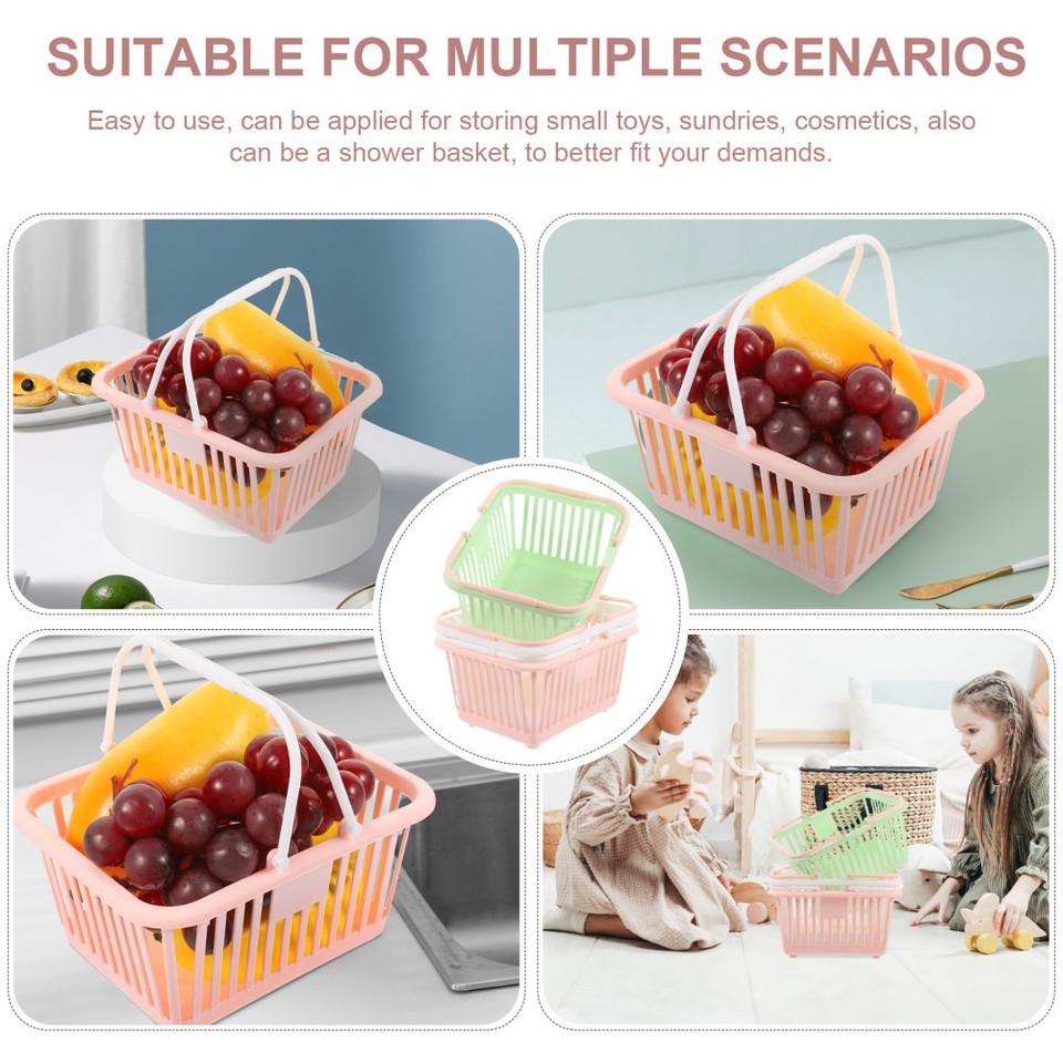 3 Pcs Small Plastic Basket with Handle Baskets for Shelves Storage ...