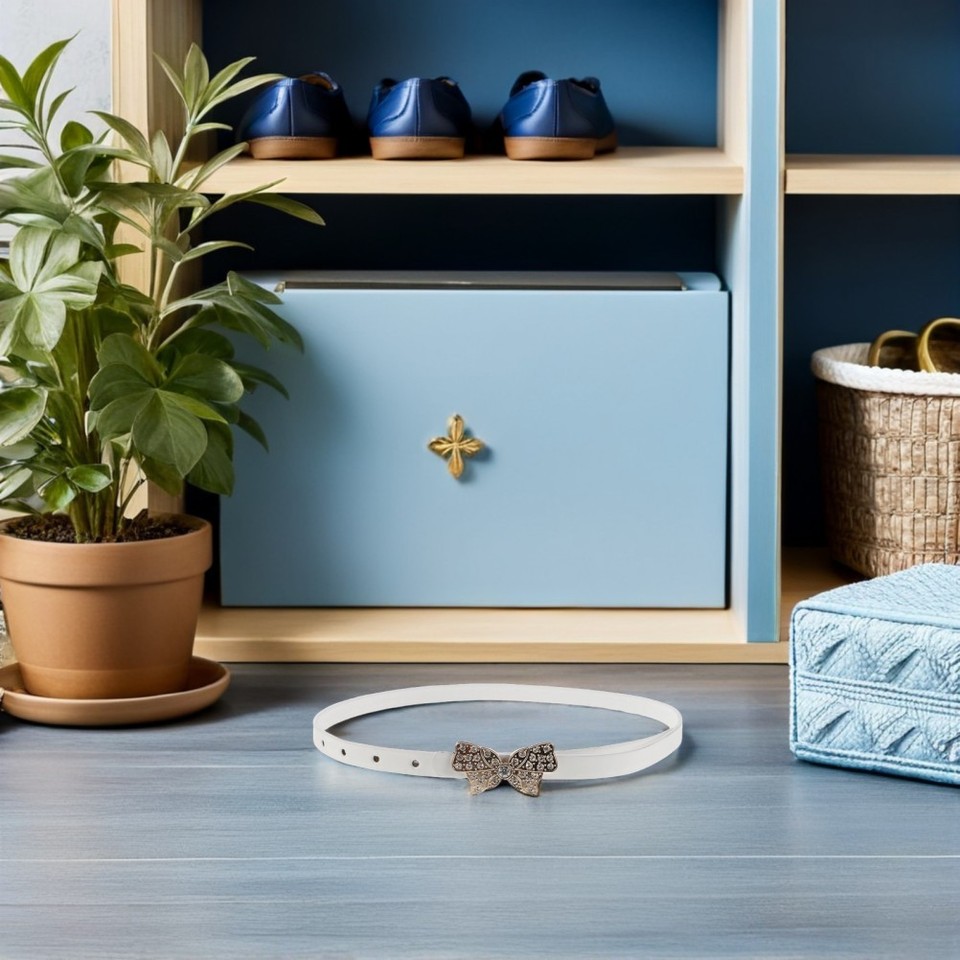 2pcs Kids Waist Belt Set - Slim Pu Belts For Girls - Rhinestone ...