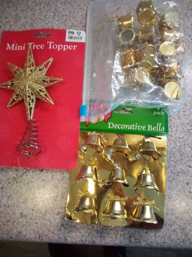 Assortment of Gold Tree Topper, Mini Drums and Bells | eBay