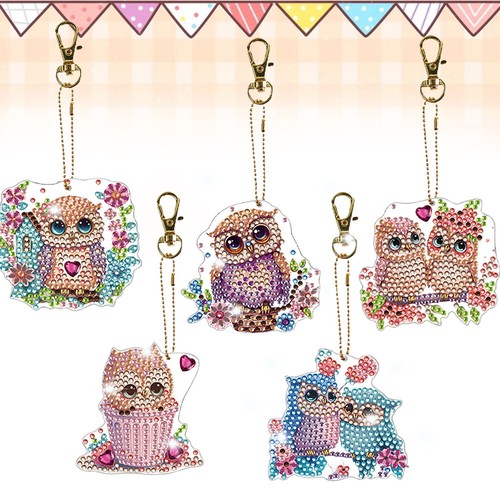 5pcs Diamond Art Key Rings Animal 5D DIY for Beginners Home Decor (Q023 ...