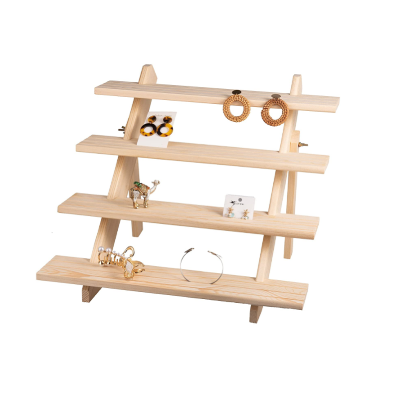 Jewellery Display Stand Wooden Rack Stand Earring Stall Stand Shelf 3/4 ...