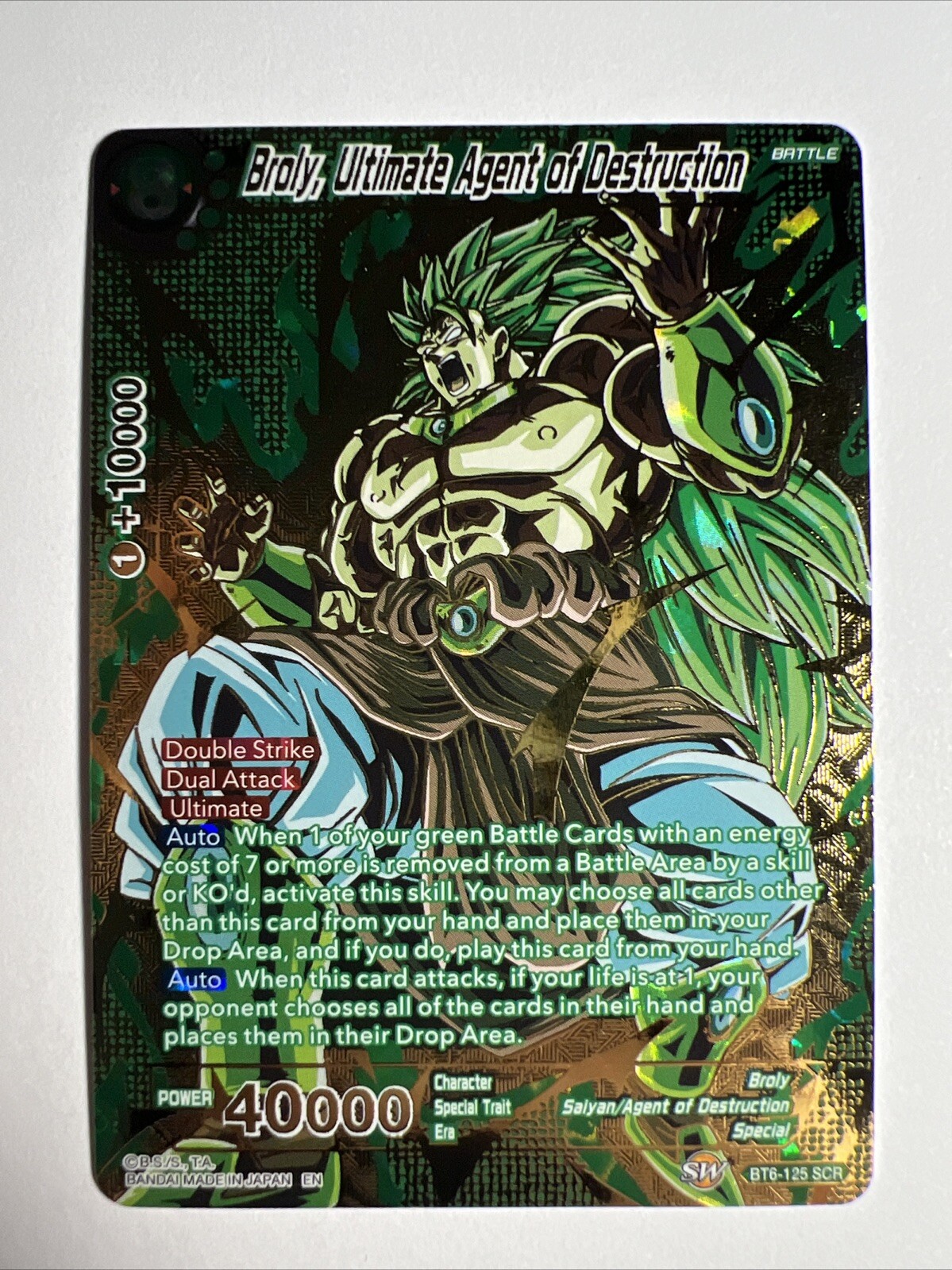Broly Ultimate Agent of Destruction bt6-125 SCR Dragon Ball Super NM ...