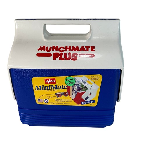 Vintage Igloo Munchmate Plus MiniMate Blue White Lunch Box Cooler 4 Qt ...