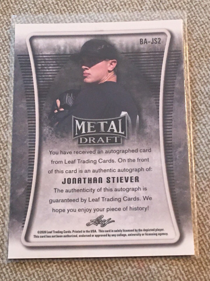 2020 Leaf Metal Draft Jonathan Stiever RC Autograph Auto WHITE SOX | eBay