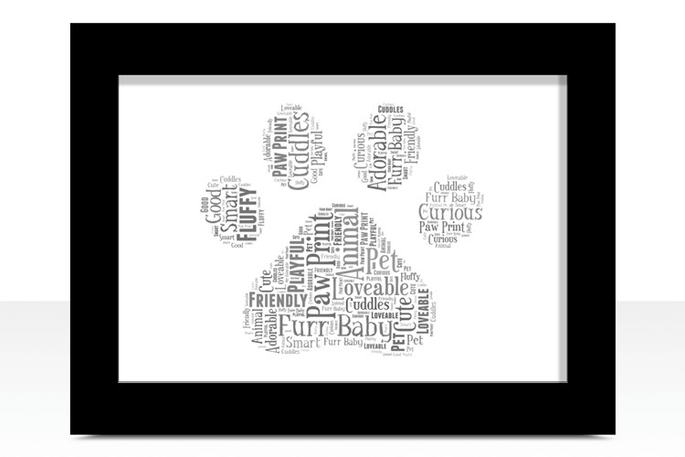 Personalised Pet Paw Print Word Art - Animal Gift - Add All Your Own ...