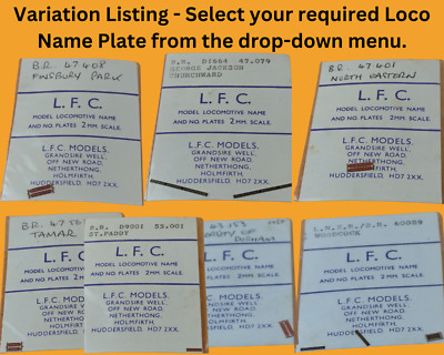 YOU CHOOSE: LFC 2mm/N Gauge Engraved Loco Name/Number Plates - Bagged ...