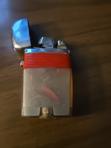 Vintage Scripto Vu-Lighter with Fly Fishing Lure Fish Hook Red Band | eBay